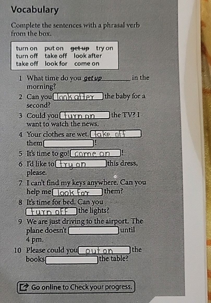 Vocabulary Complete the sentences with a | StudyX