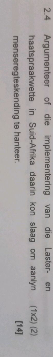 2.4 Argumenteer of die implementering van | StudyX