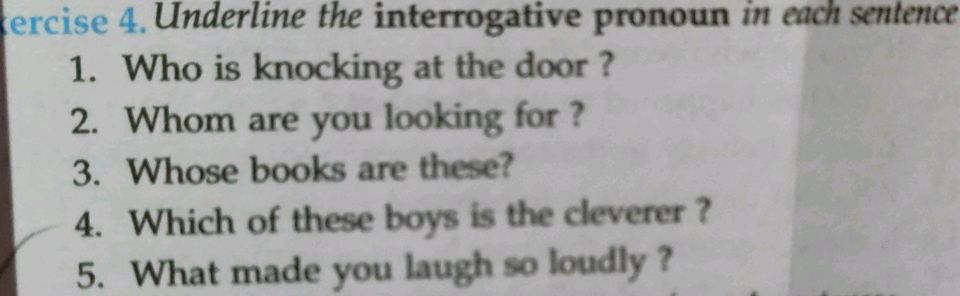 Exercise 4. Underline the interrogative | StudyX