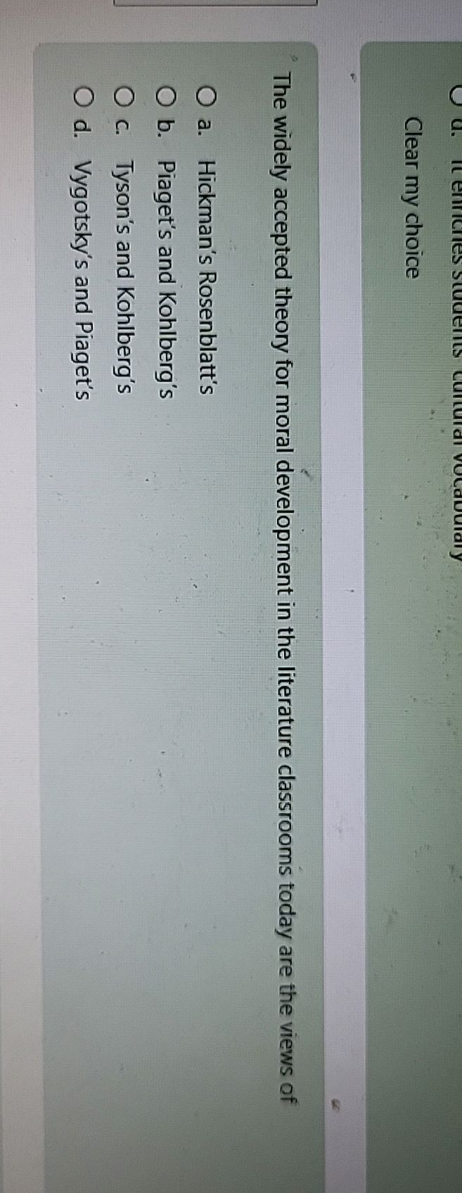 The widely accepted theory for moral | StudyX