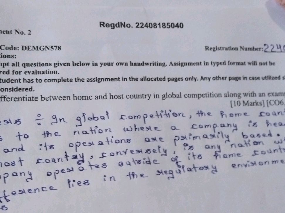 Differentiate between home and host country