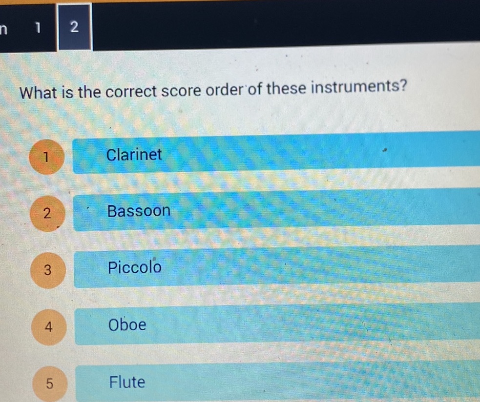 What is the correct score order of these | StudyX
