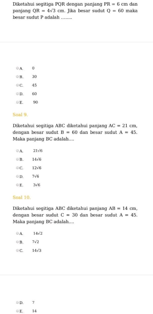 Diketahui segitiga PQR dengan panjang PR = 6 | StudyX