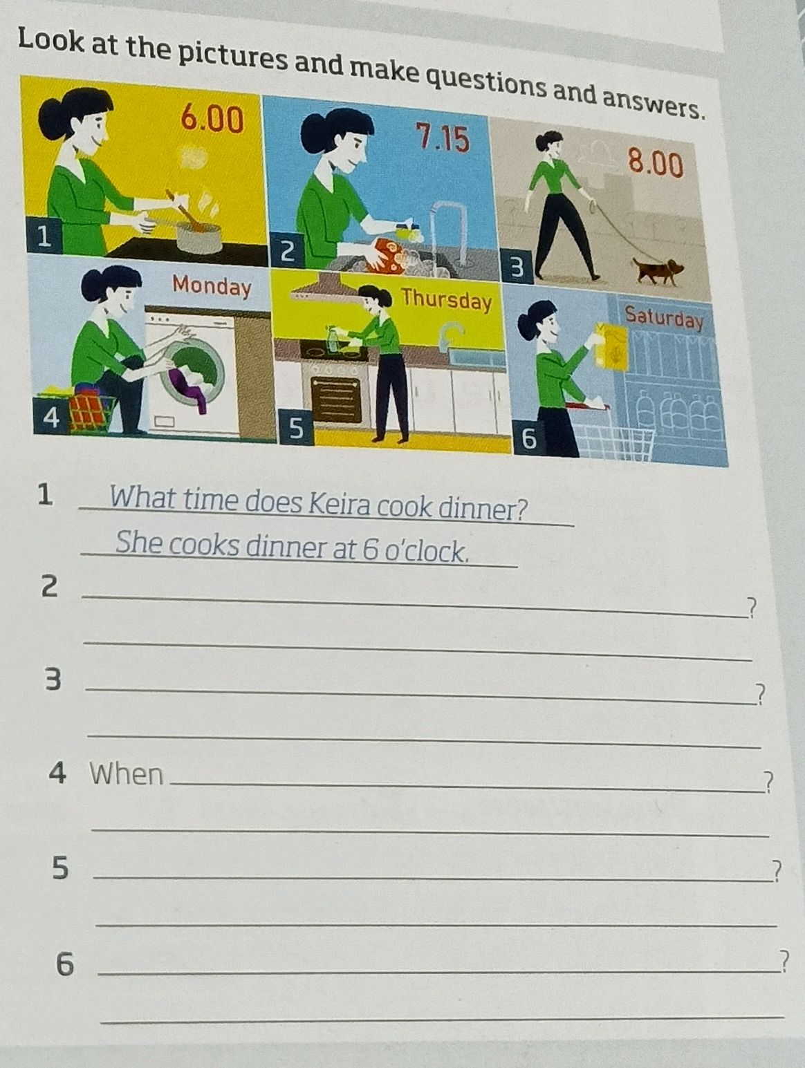 1 What time does Keira cook dinner? She | StudyX