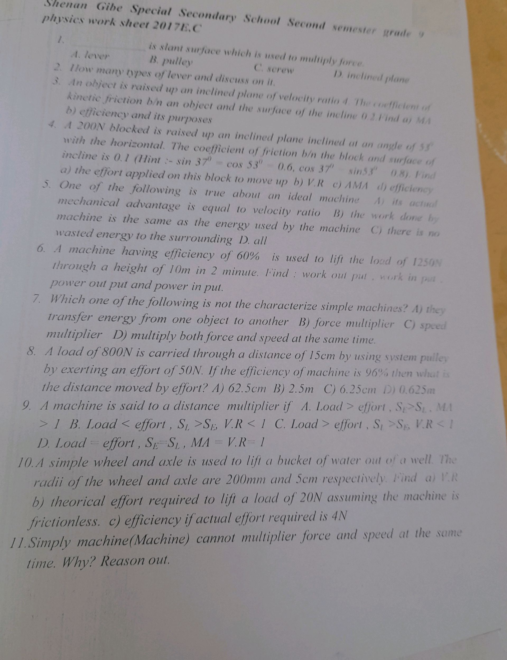 1. is slant surface which is used to | StudyX