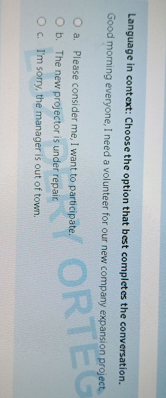 Language in context: Choose the option that | StudyX