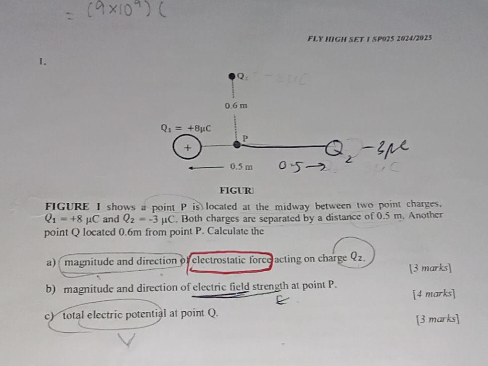 1. FIGURE 1 shows a point P is located at | StudyX