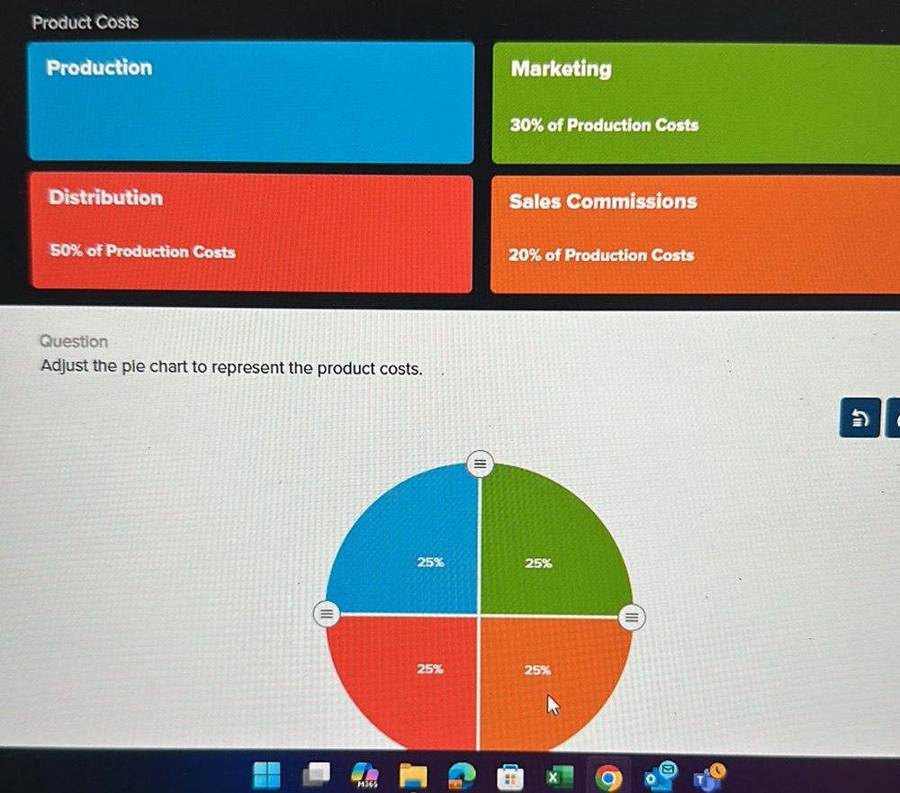 Adjust the pie chart to represent the | StudyX