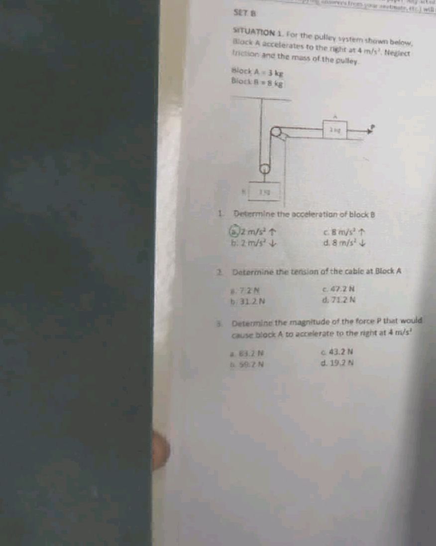SITUATION 1. For the pulley system shown | StudyX