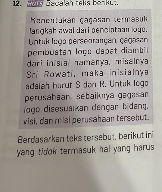 12. Bacalah teks berikut. Menentukan | StudyX