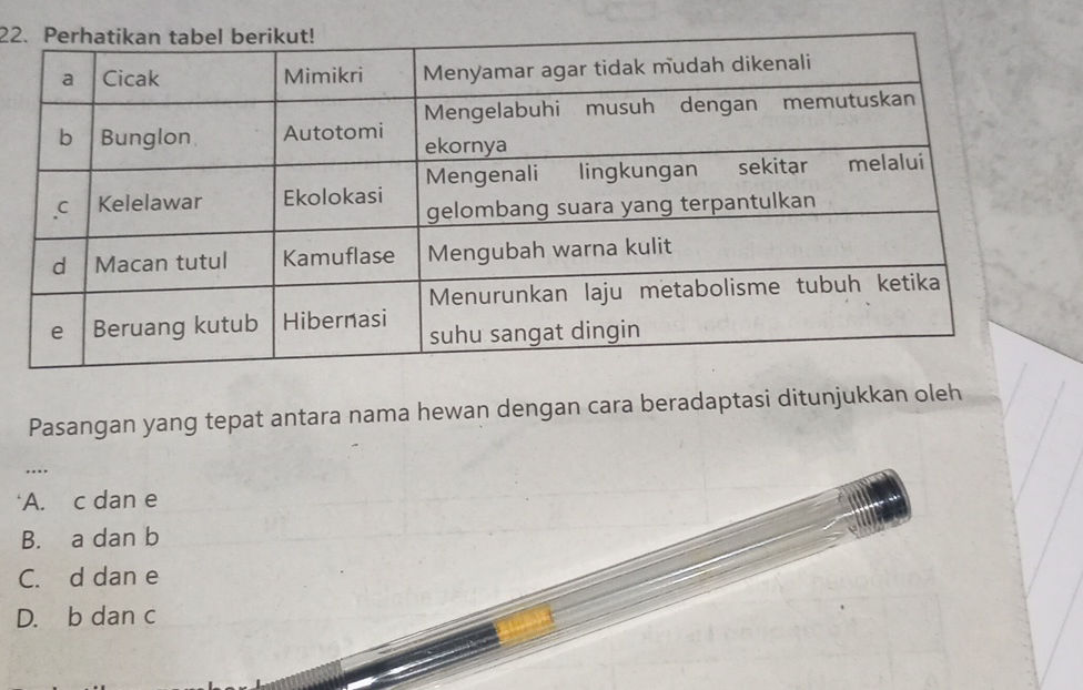 22. Perhatikan tabel berikut! | | Hewan | StudyX