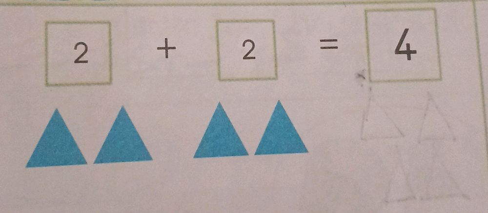2 + 2 = 4 There are two triangles plus two | StudyX