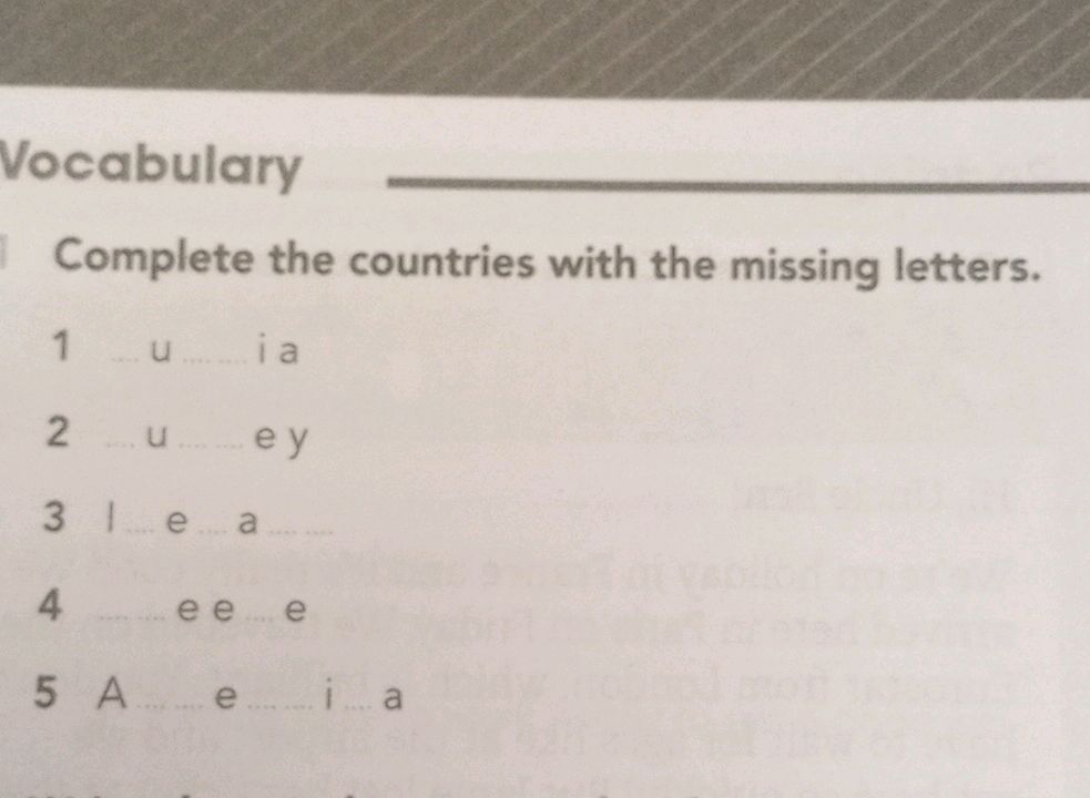 Complete the countries with the missing | StudyX