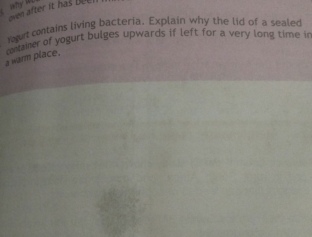 Yogurt contains living bacteria. Explain why | StudyX