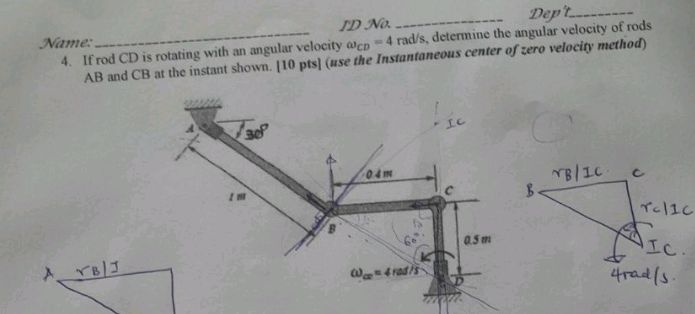 4. If rod CD is rotating with an angular | StudyX
