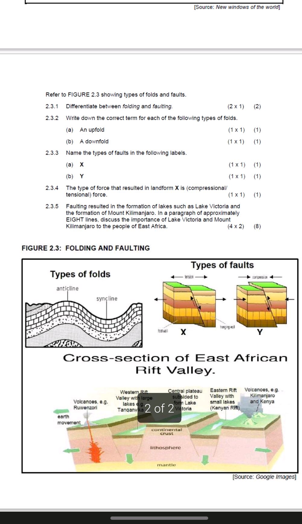Refer to FIGURE 2.3 showing types of folds | StudyX