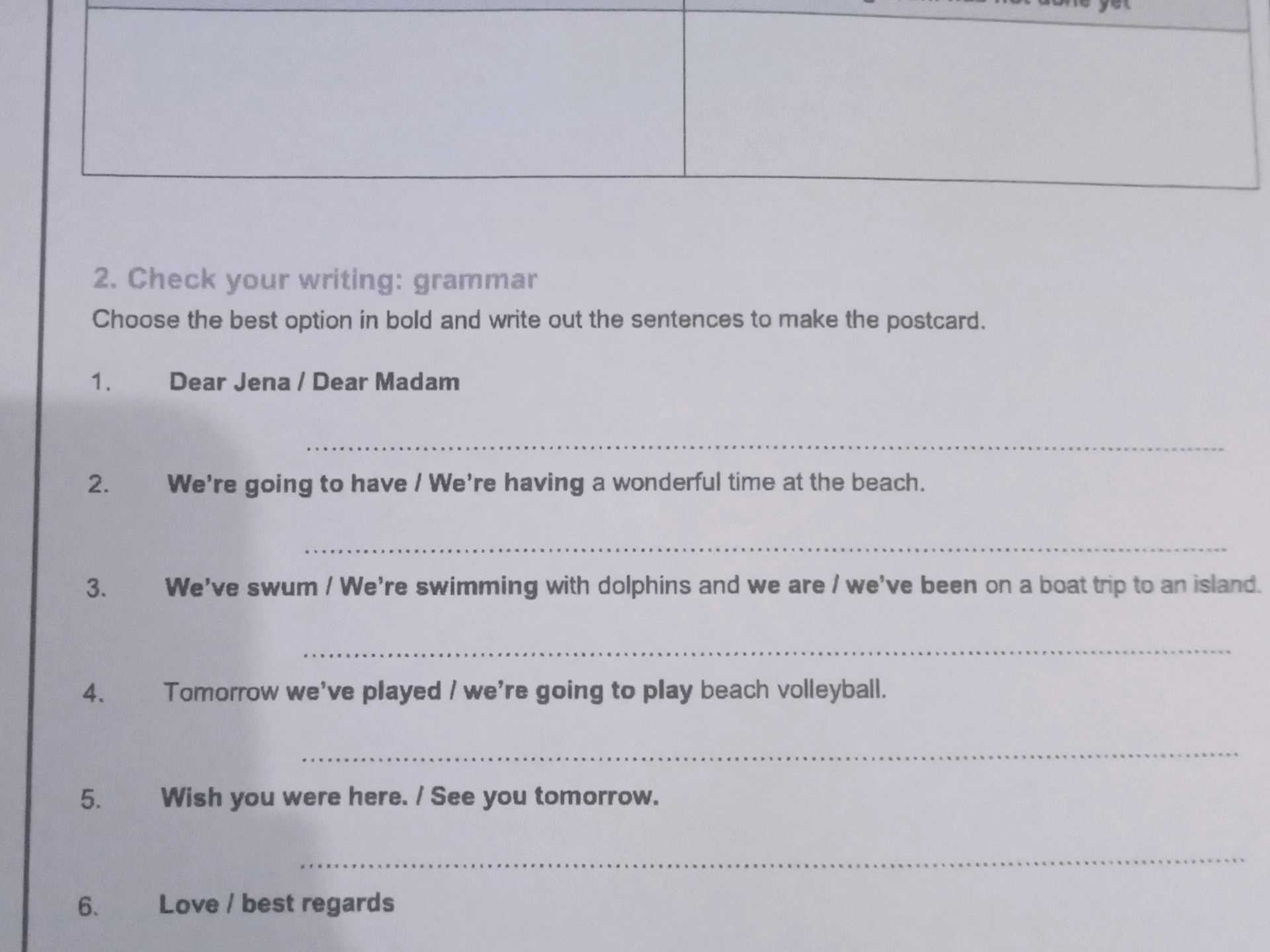 2. Check your writing: grammar Choose the | StudyX