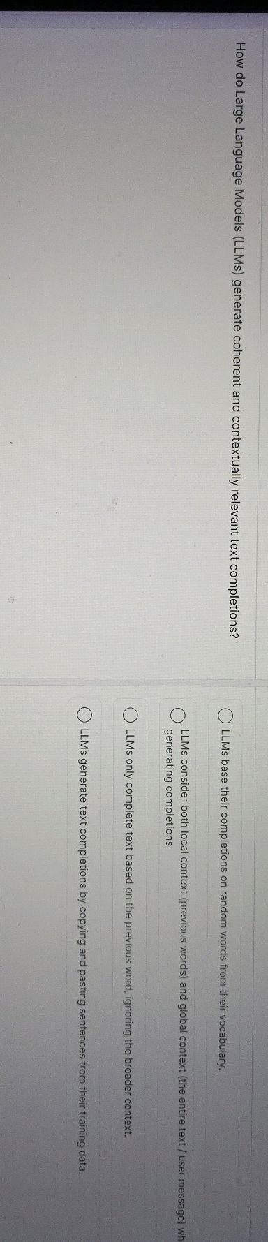 How do Large Language Models (LLMs) generate | StudyX