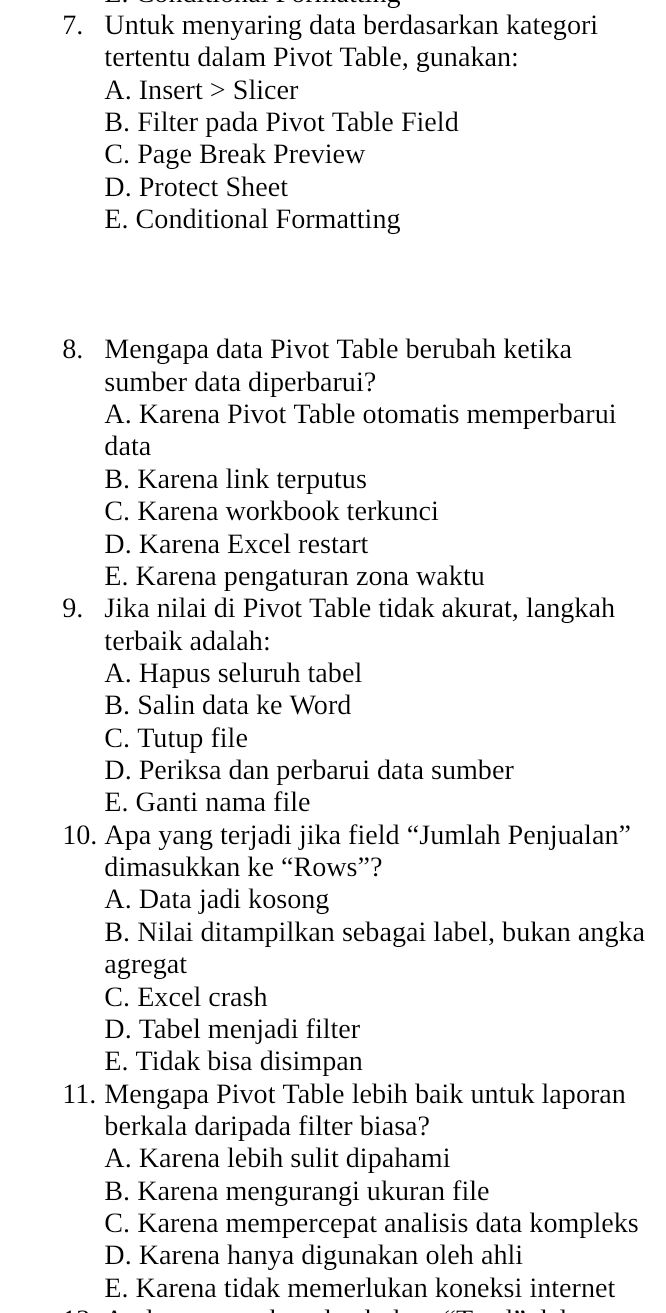 7. Untuk menyaring data berdasarkan kategori | StudyX