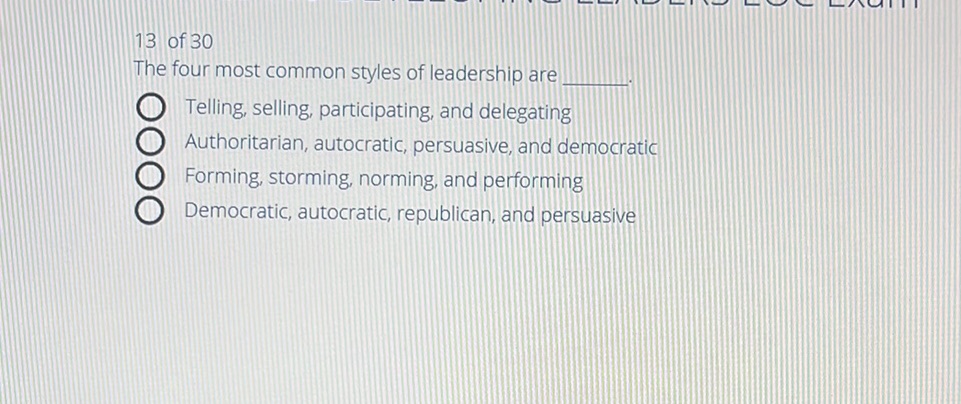 The four most common styles of leadership | StudyX