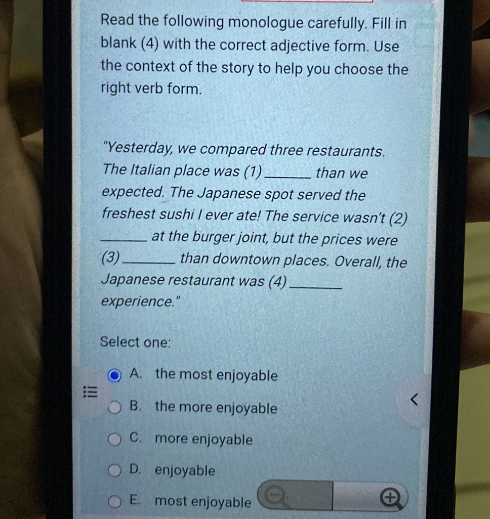 Read the following monologue carefully. Fill | StudyX