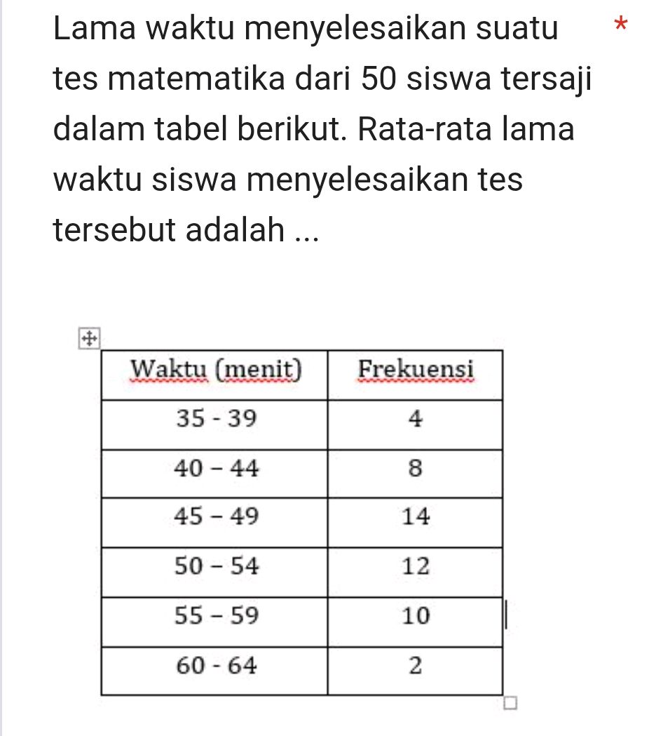 Lama waktu menyelesaikan suatu tes | StudyX