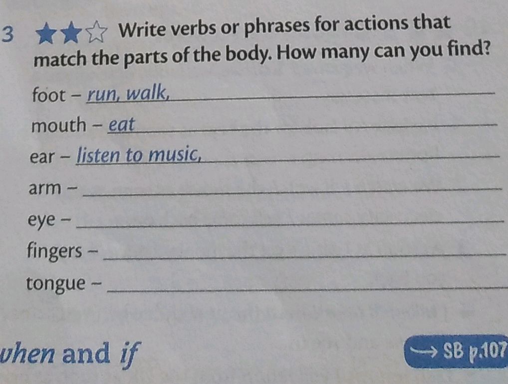 Write verbs or phrases for actions that | StudyX