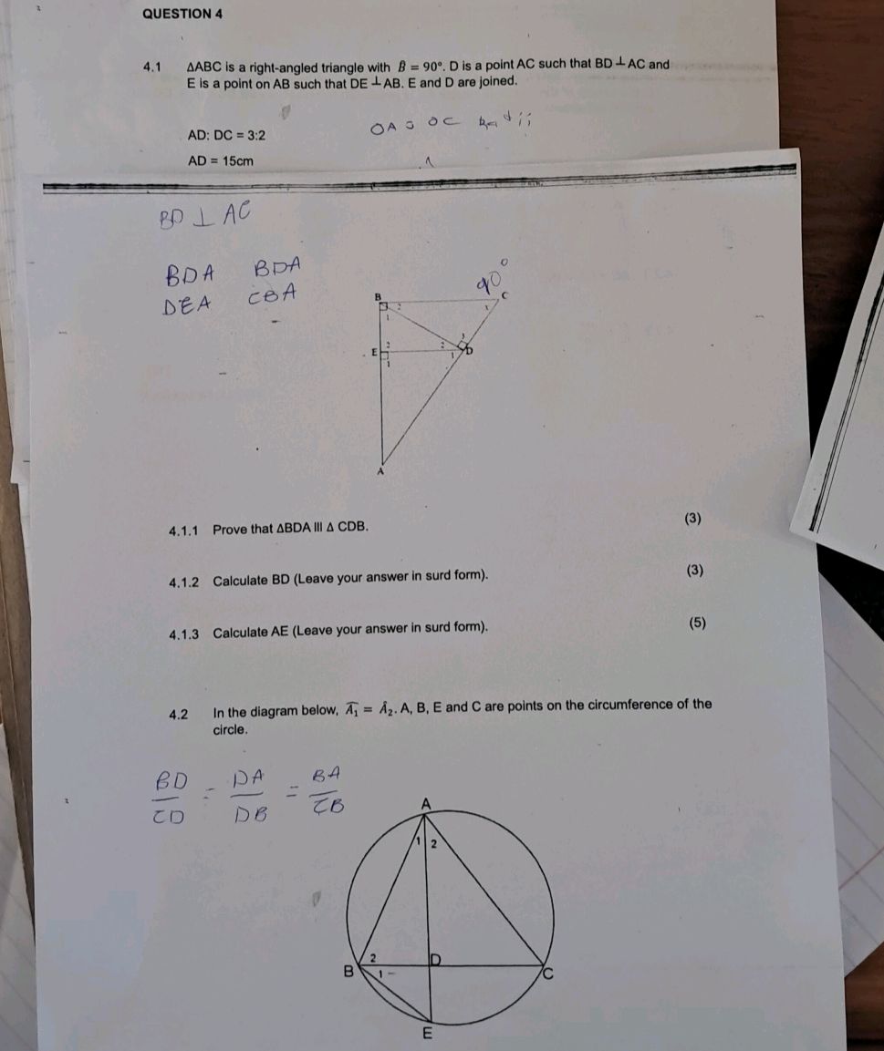 4. 1 ABC is a right-angled triangle with | StudyX