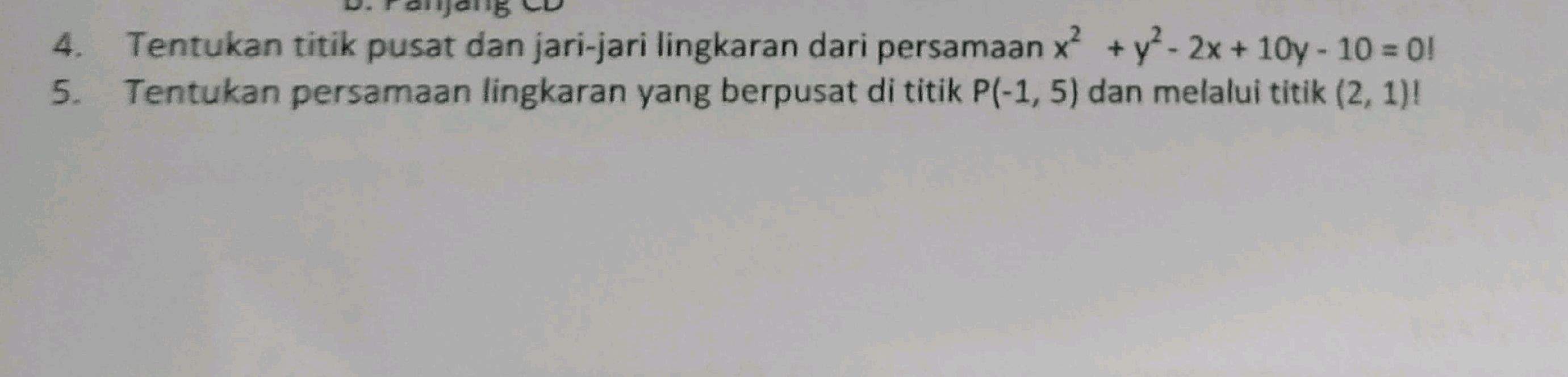 4. Tentukan titik pusat dan jari-jari | StudyX