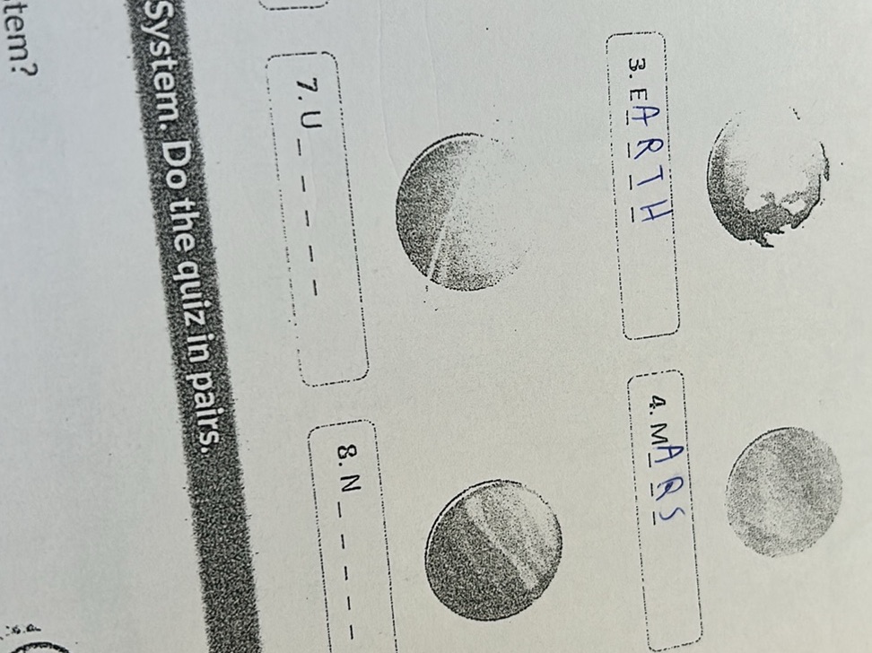Planets Fill-in-the-Blank Quiz | StudyX