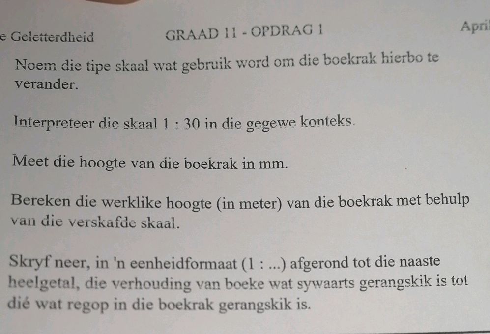 Noem die tipe skaal wat gebruik word om die | StudyX
