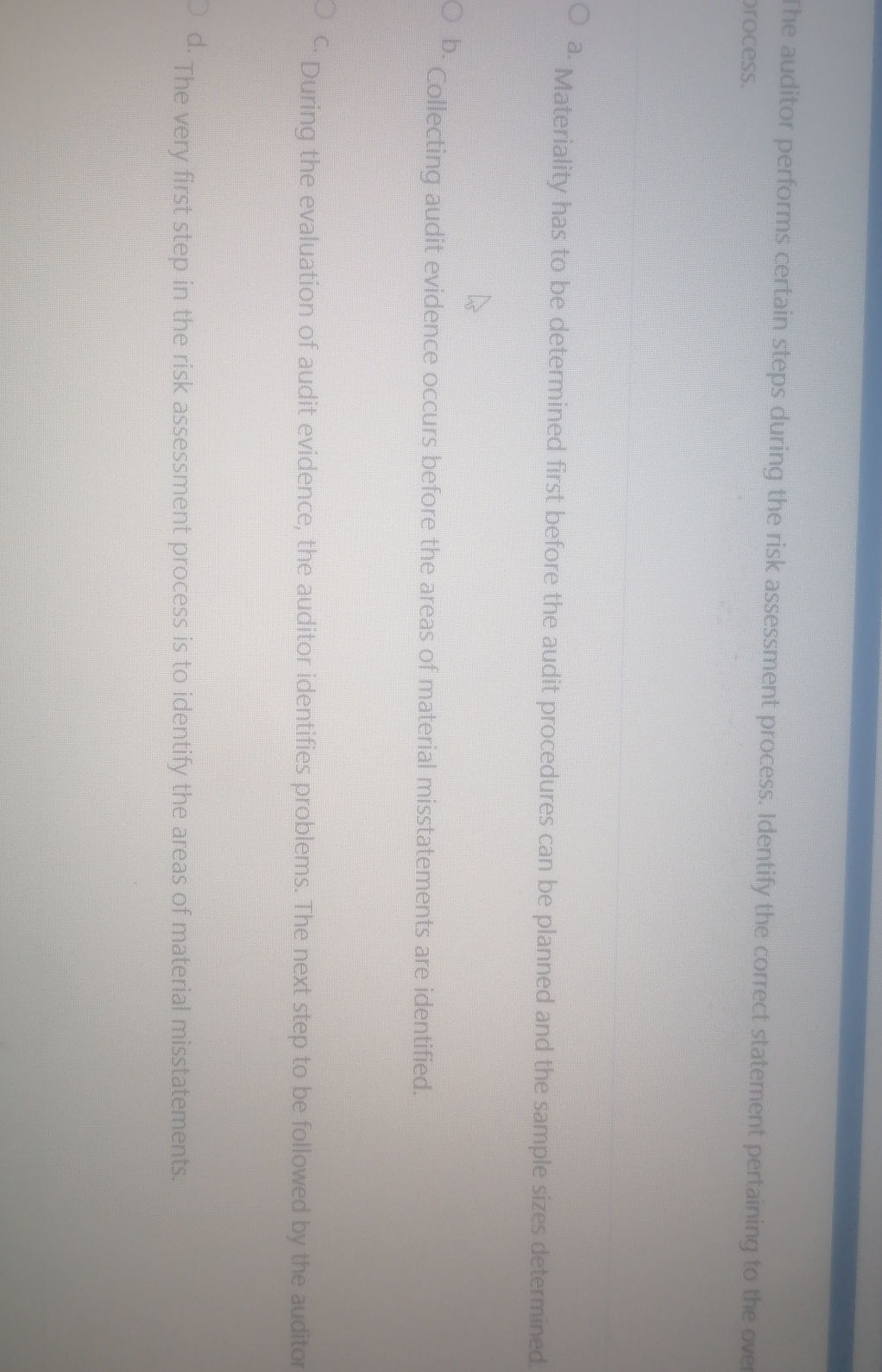 The auditor performs certain steps during | StudyX