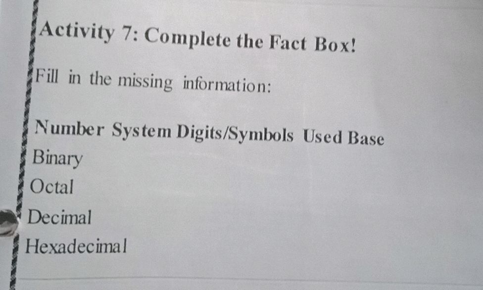 Activity 7: Complete the Fact Box! Fill in | StudyX