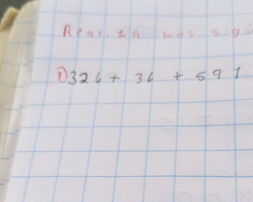 Addition problem: D326 + 36 + 591 | StudyX