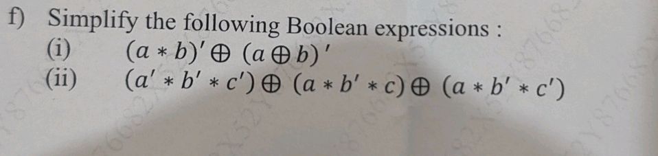 f) Simplify the following Boolean | StudyX