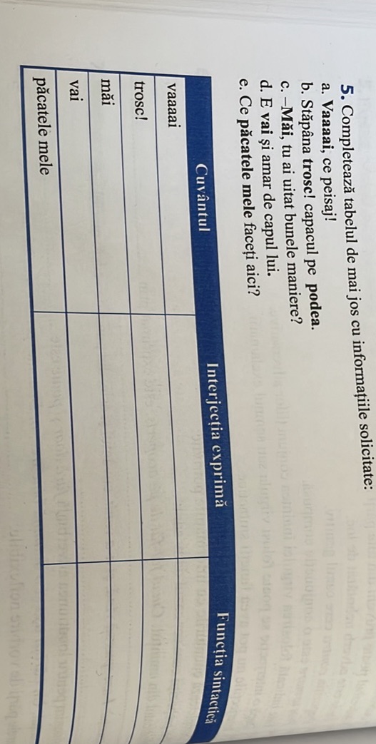 5. Completează tabelul de mai jos cu | StudyX