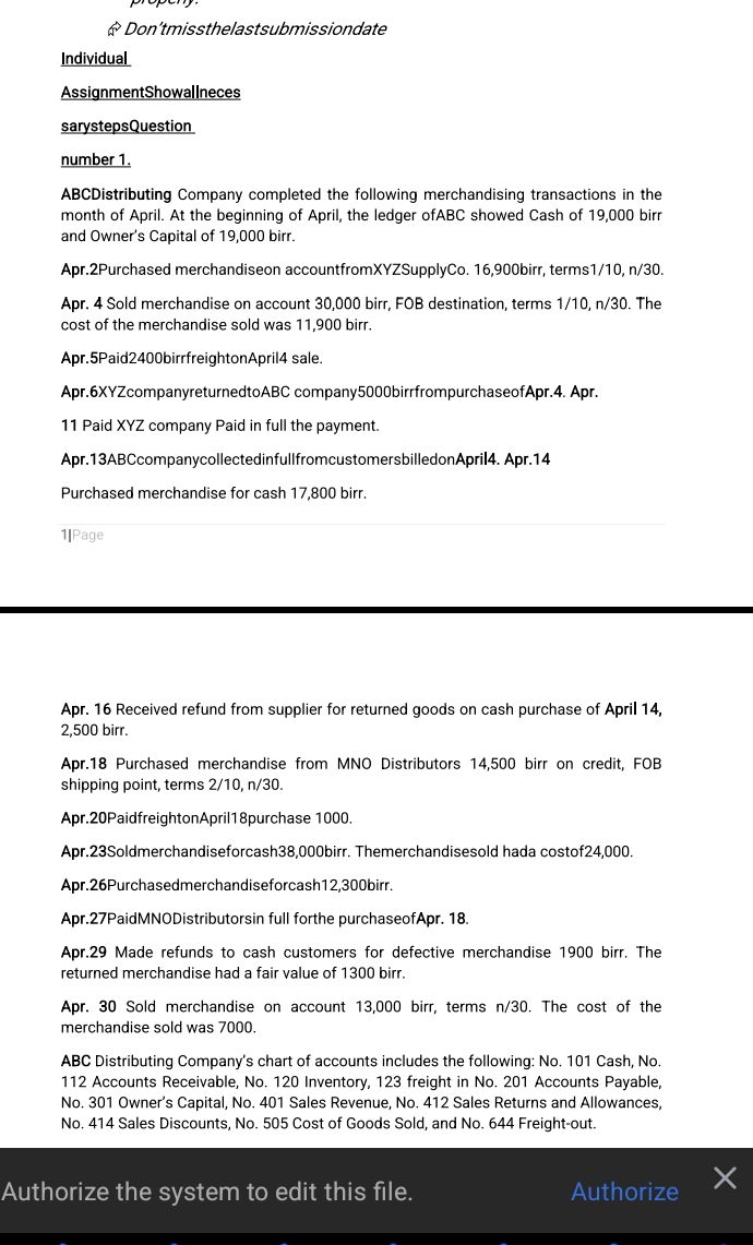 ABCDistributing Company completed the