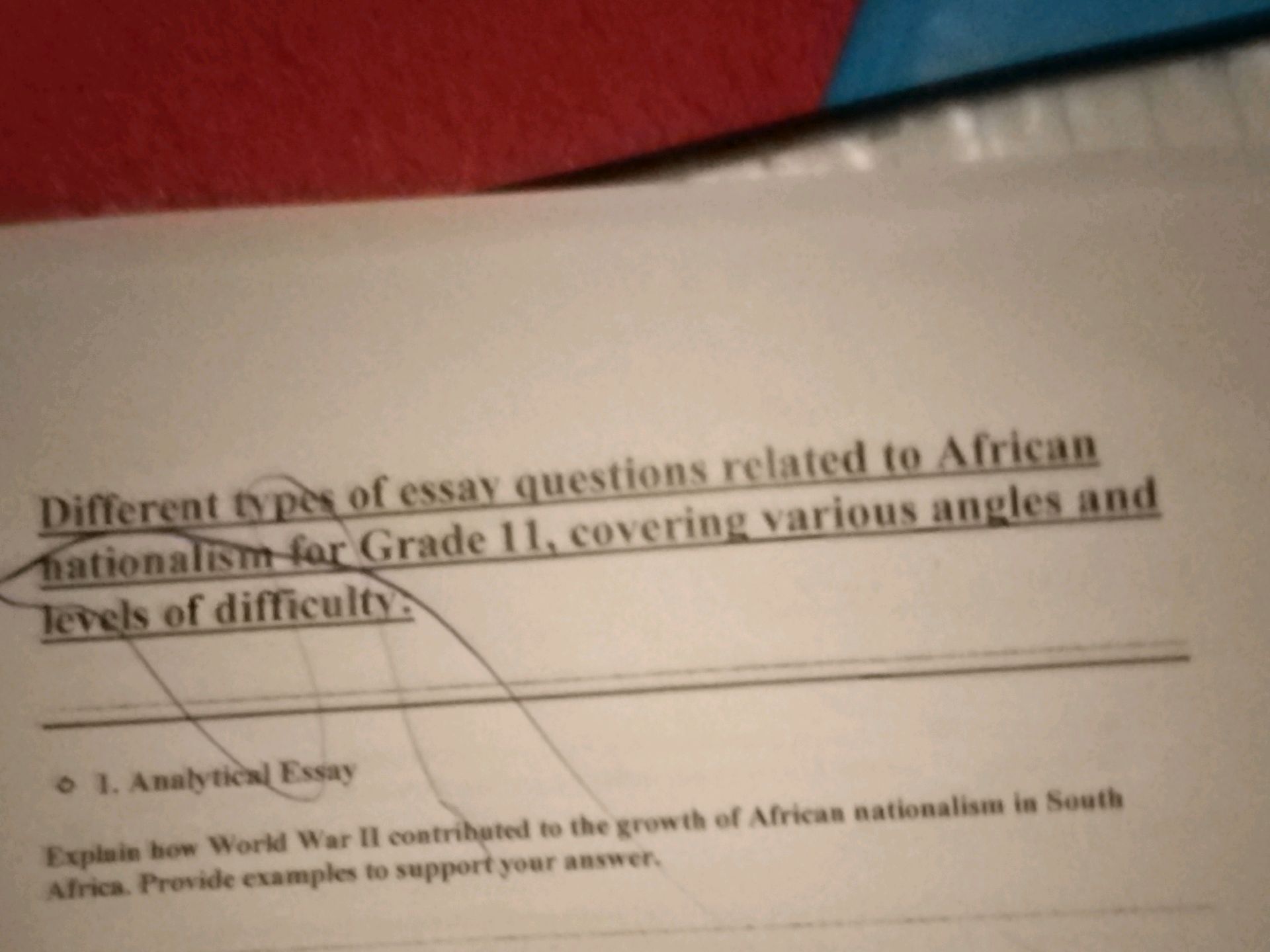 Different types of essay questions related | StudyX