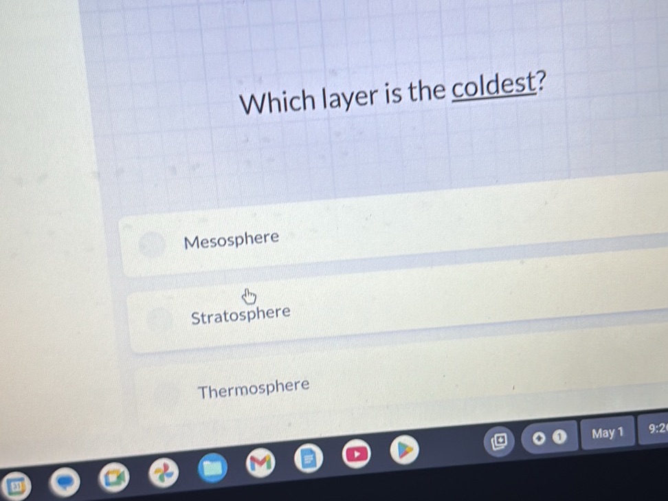 Which layer is the coldest? Mesosphere | StudyX