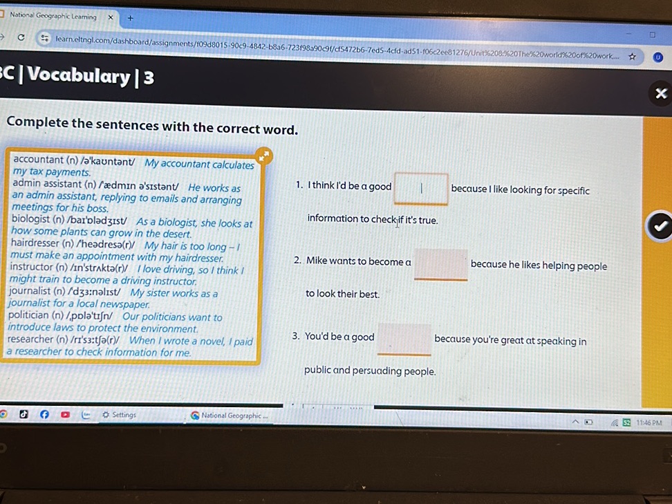 Complete the sentences with the correct | StudyX