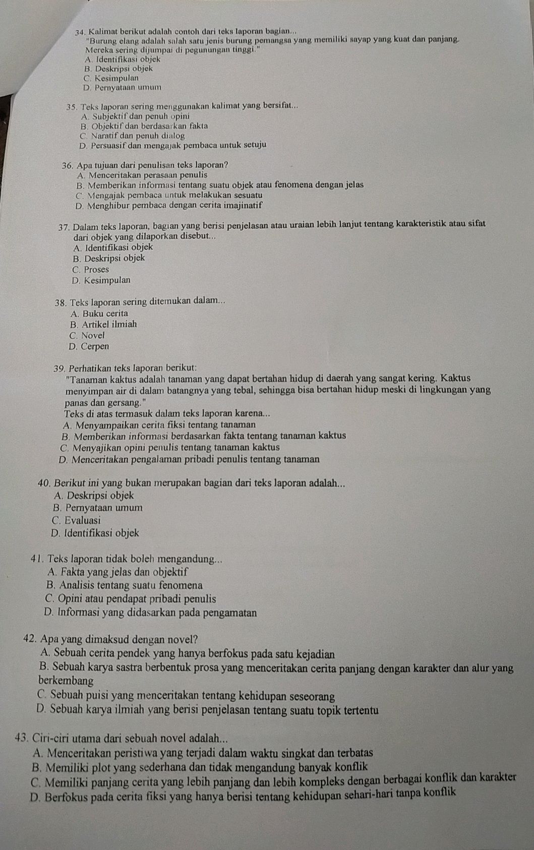 34. Kalimat berikut adalah contoh dari teks | StudyX