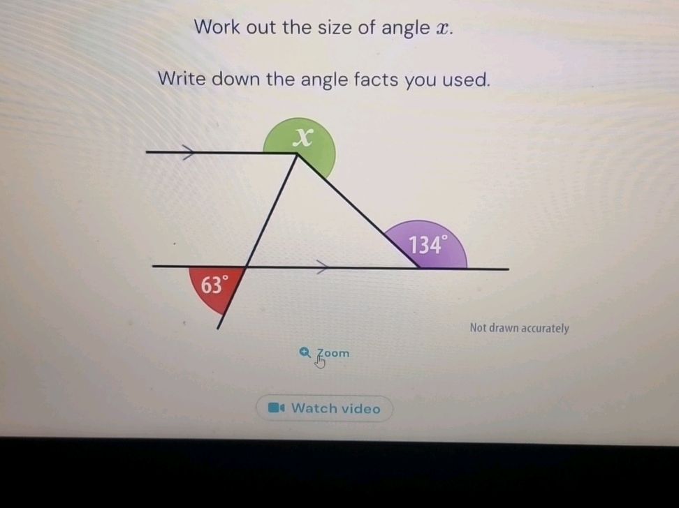 Work out the size of angle $x$. Write down | StudyX