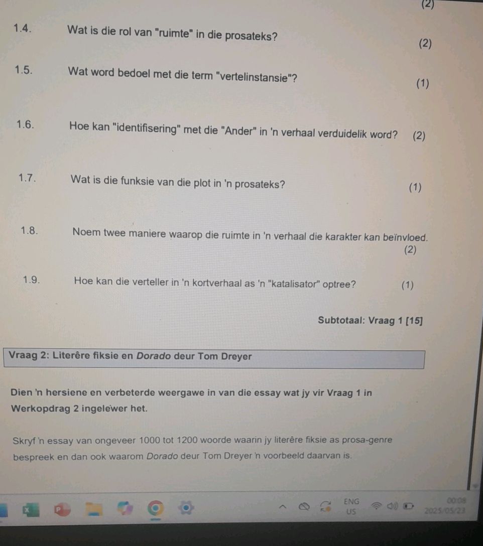 1.4. Wat is die rol van "ruimte" in die | StudyX