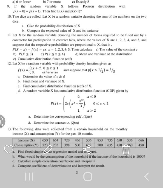 9. If the random variable X follows Poisson | StudyX