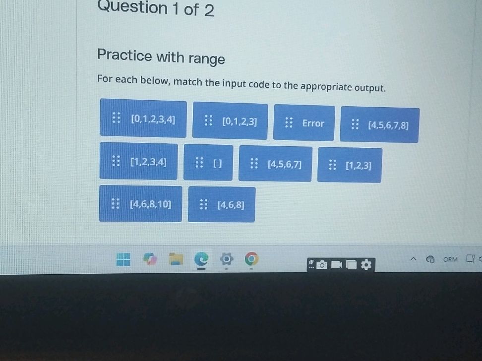 For each below, match the input code to the | StudyX