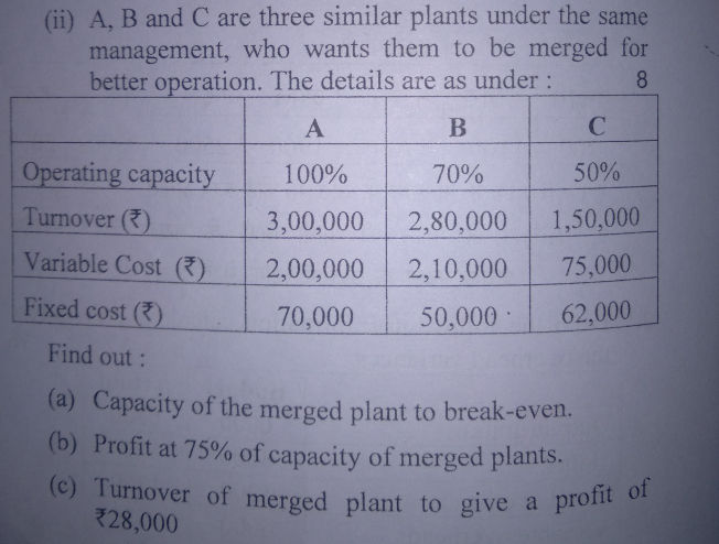 (ii) A, B and C are three similar plants | StudyX