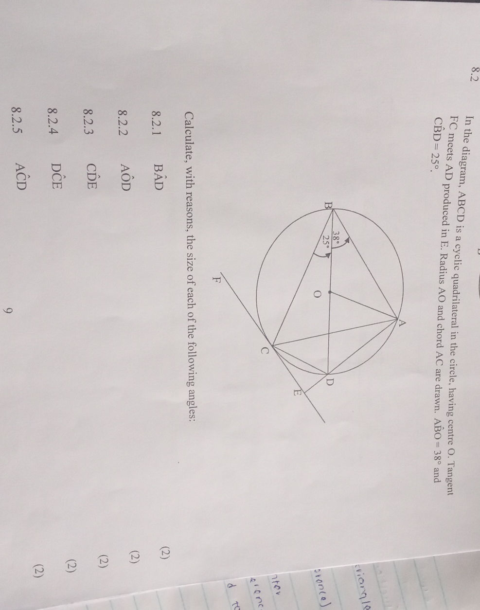 8.2 In the diagram, ABCD is a cyclic | StudyX