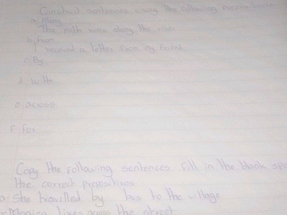 Construct sentences using the following | StudyX