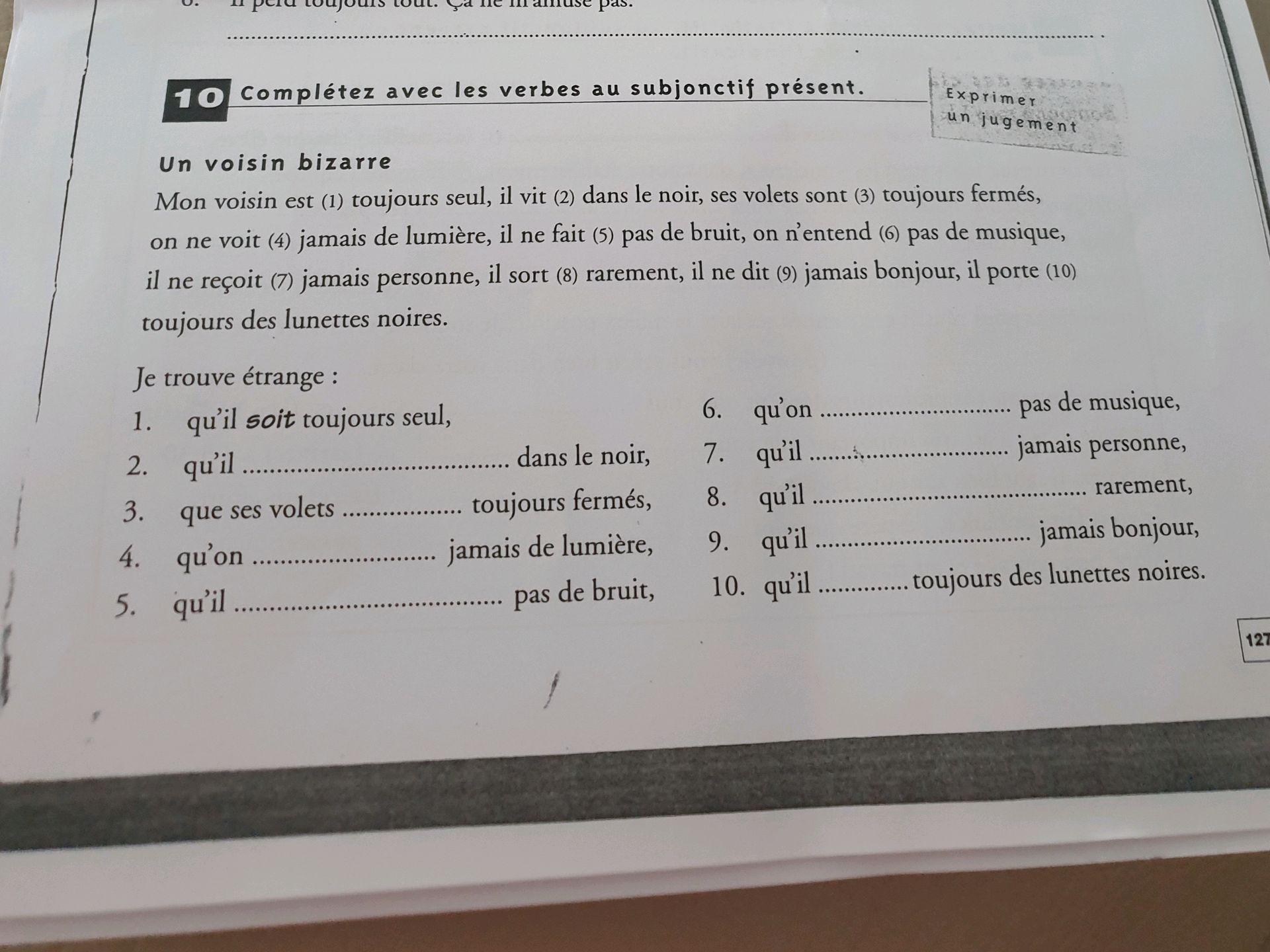 10 Complétez avec les verbes au subjonctif | StudyX