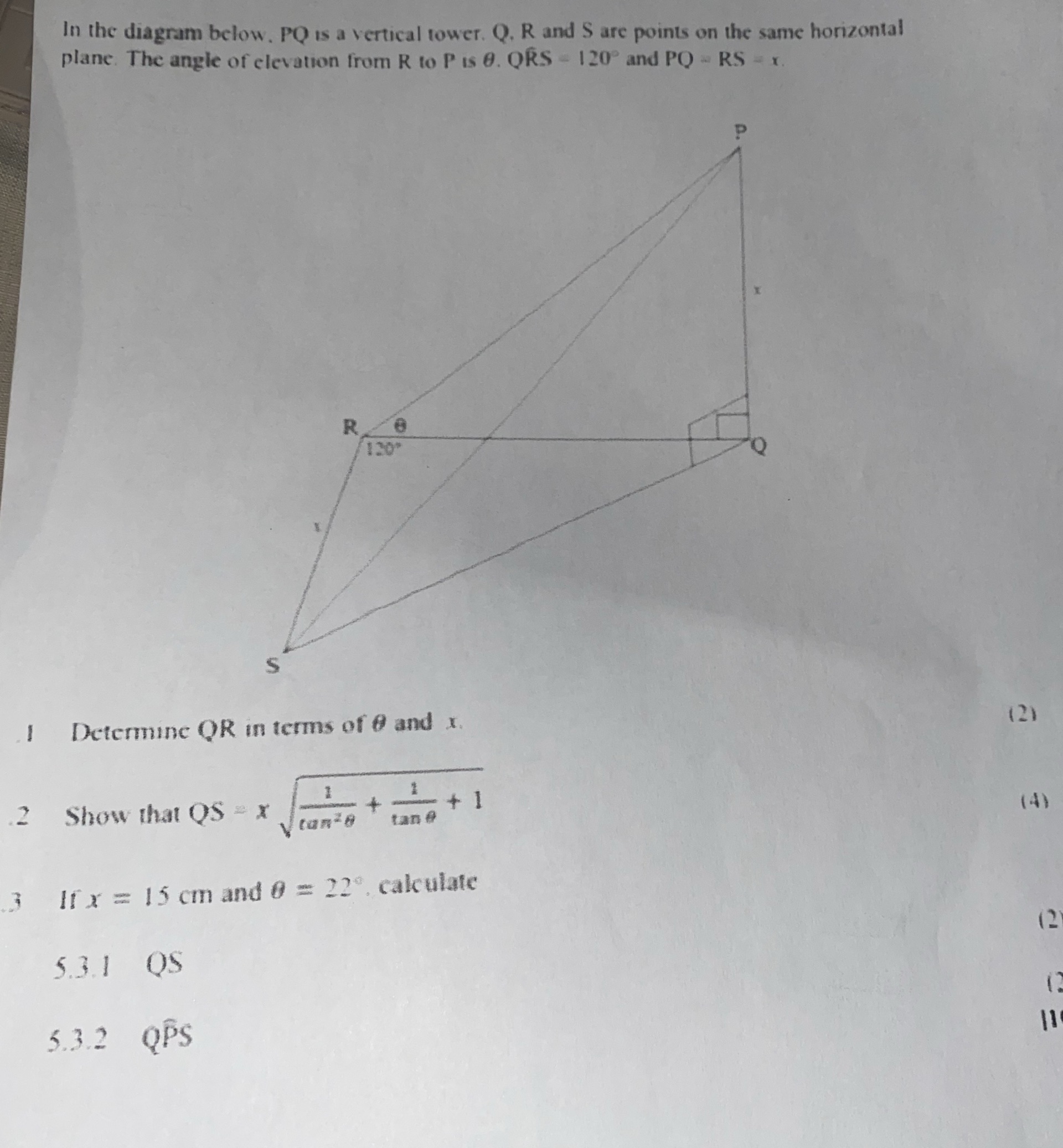 In the diagram below, PQ is a vertical | StudyX